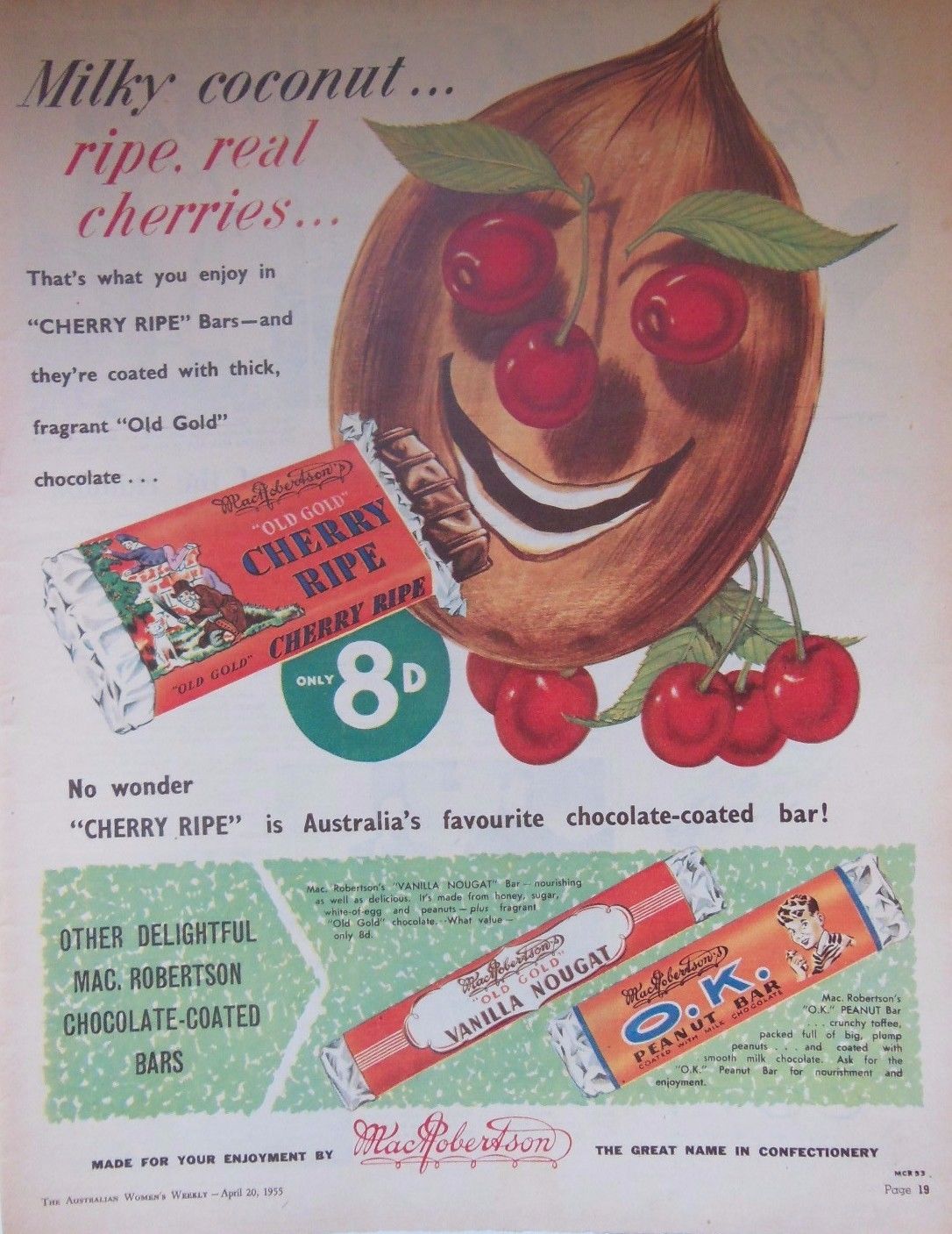 Ad 1955 Cherry Ripe | 416 Gore St – Fitzroy